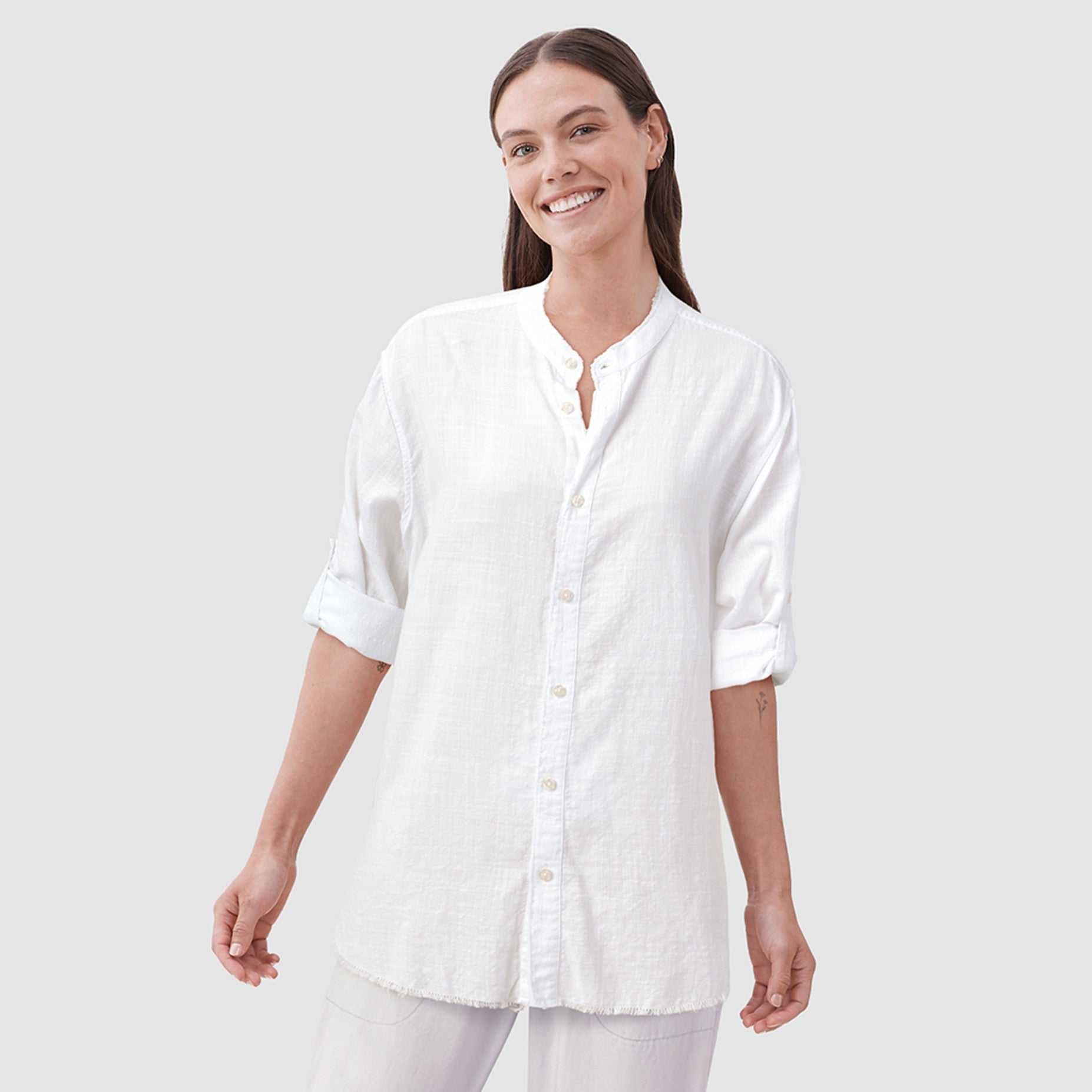 Molly Notch Collar Shirt – White - Surfside Supply Co. – Surfside ...