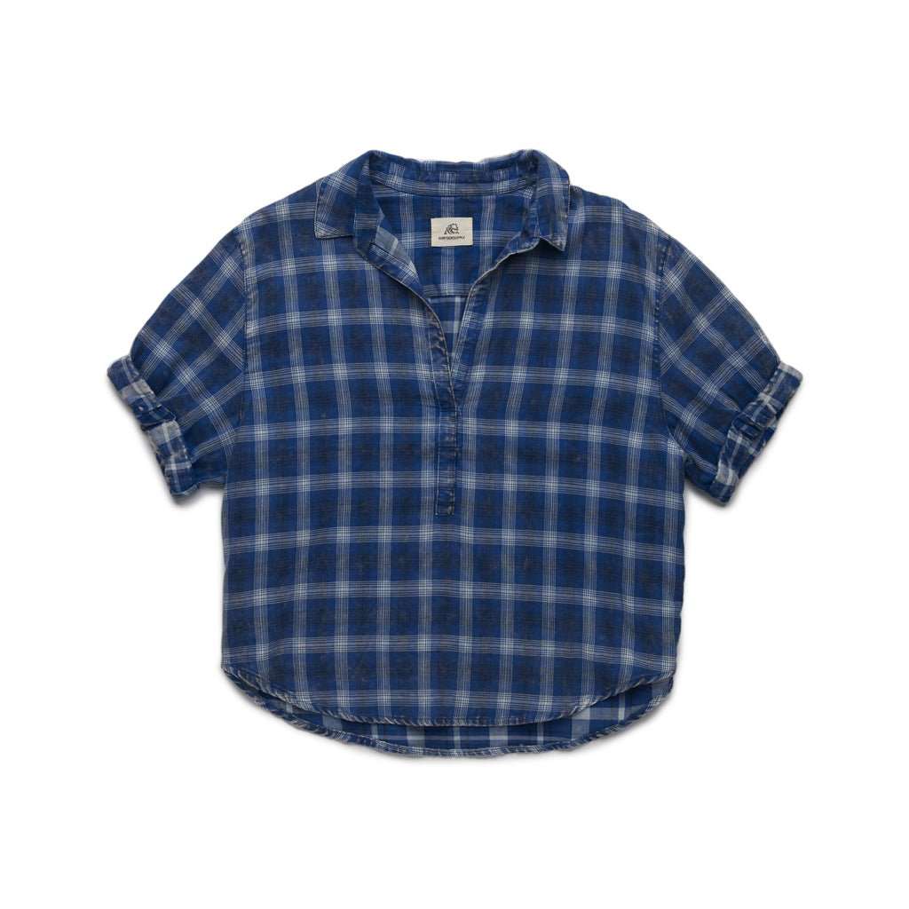 Olivia Plaid Popover - Indigo Plaid - Surfside Supply Co. – Surfside ...