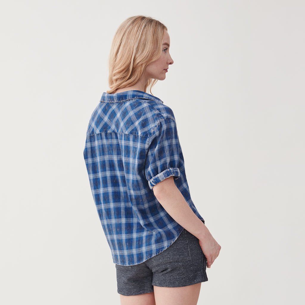 Olivia Plaid Popover - Indigo Plaid - Surfside Supply Co. – Surfside ...